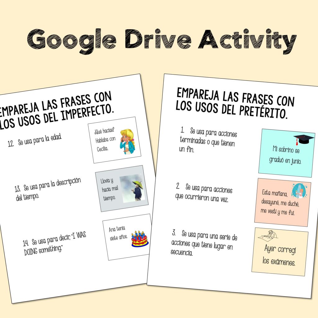 Spanish Preterite Imperfect Foldable Interactive Notebook Activities