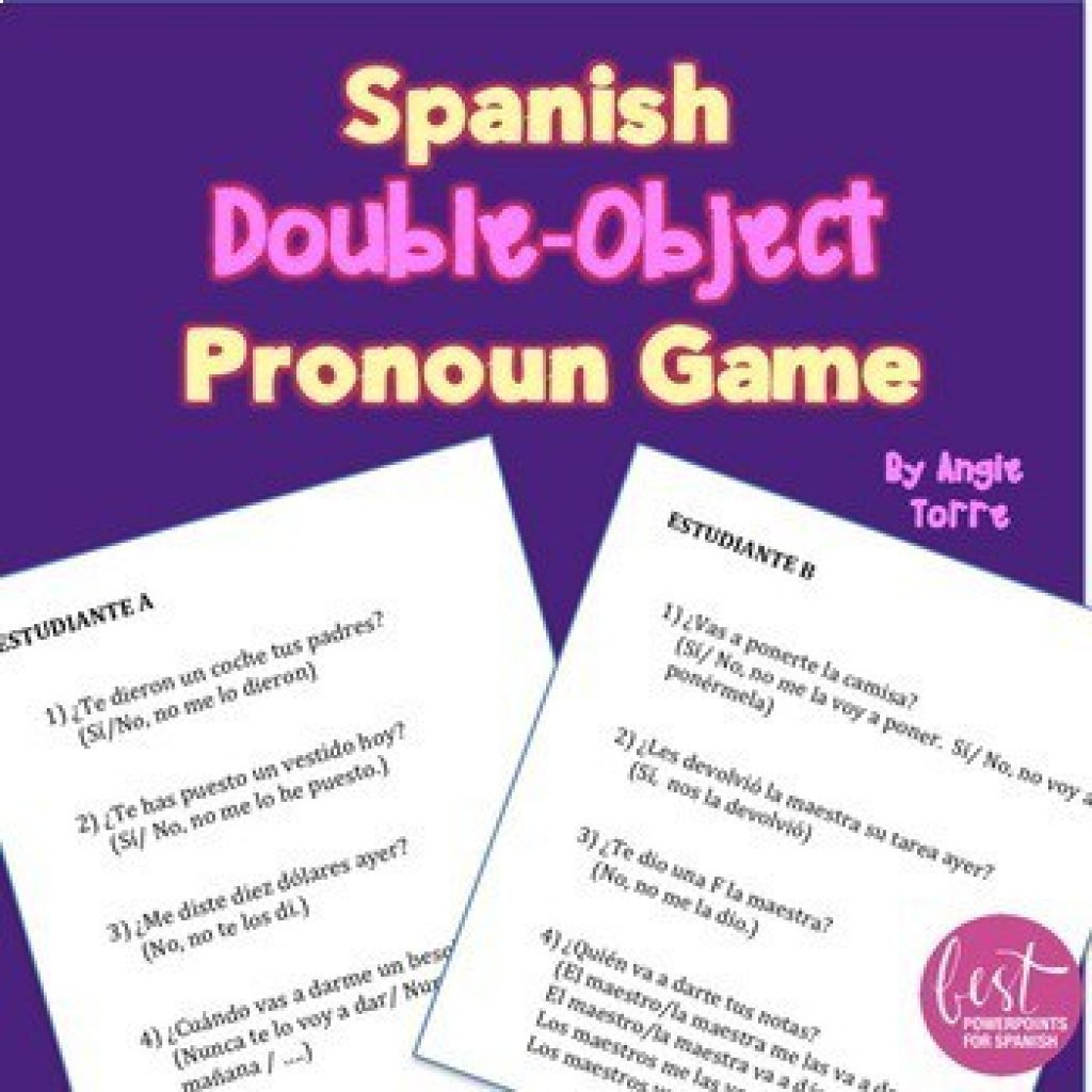 Spanish Double Object Pronoun Game FREE - Best PowerPoints
