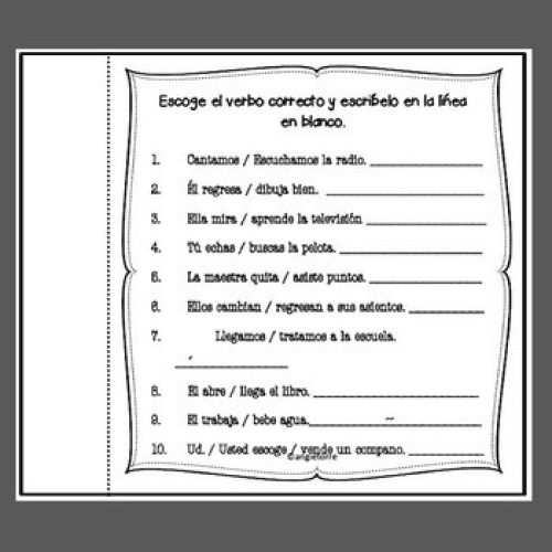 Spanish One Interactive Notebook Activities for Regular Verbs