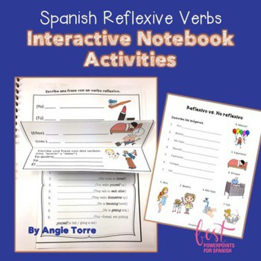 Spanish Reflexive Verbs Interactive Notebook Activities - Best PowerPoints