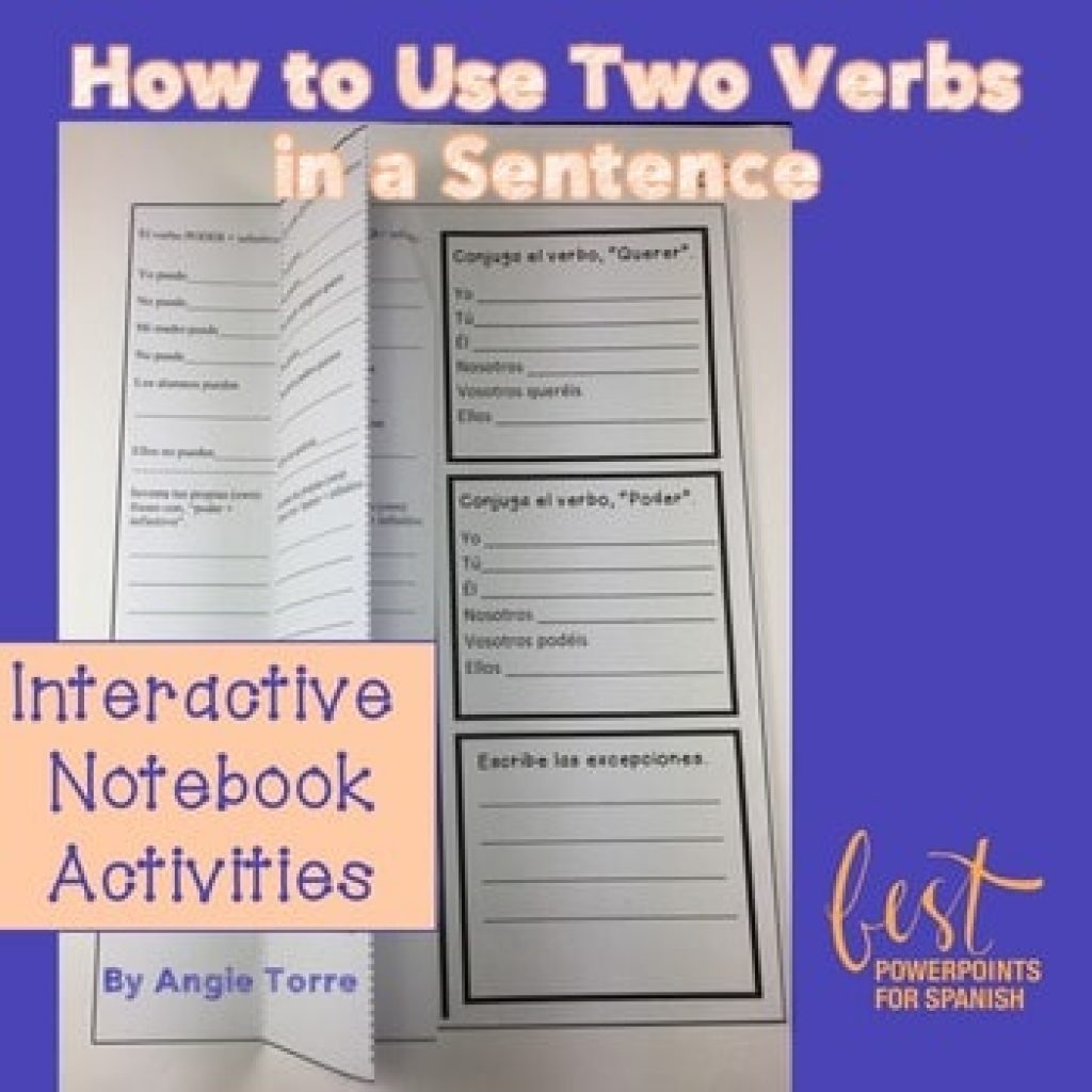 Spanish Interactive Notebook Activity for How to Use Two Verbs in a ...