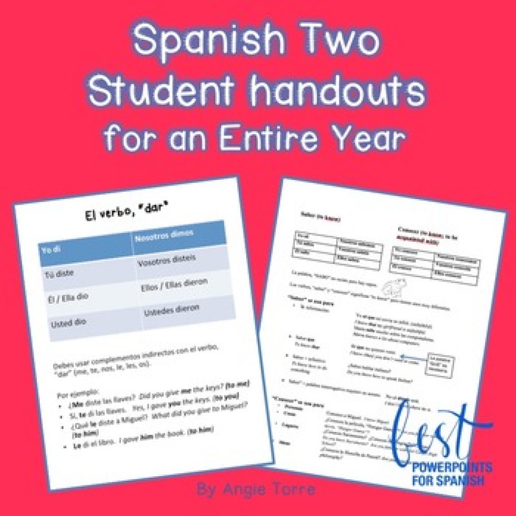 Spanish Two Student Handouts for an Entire Year - Best PowerPoints
