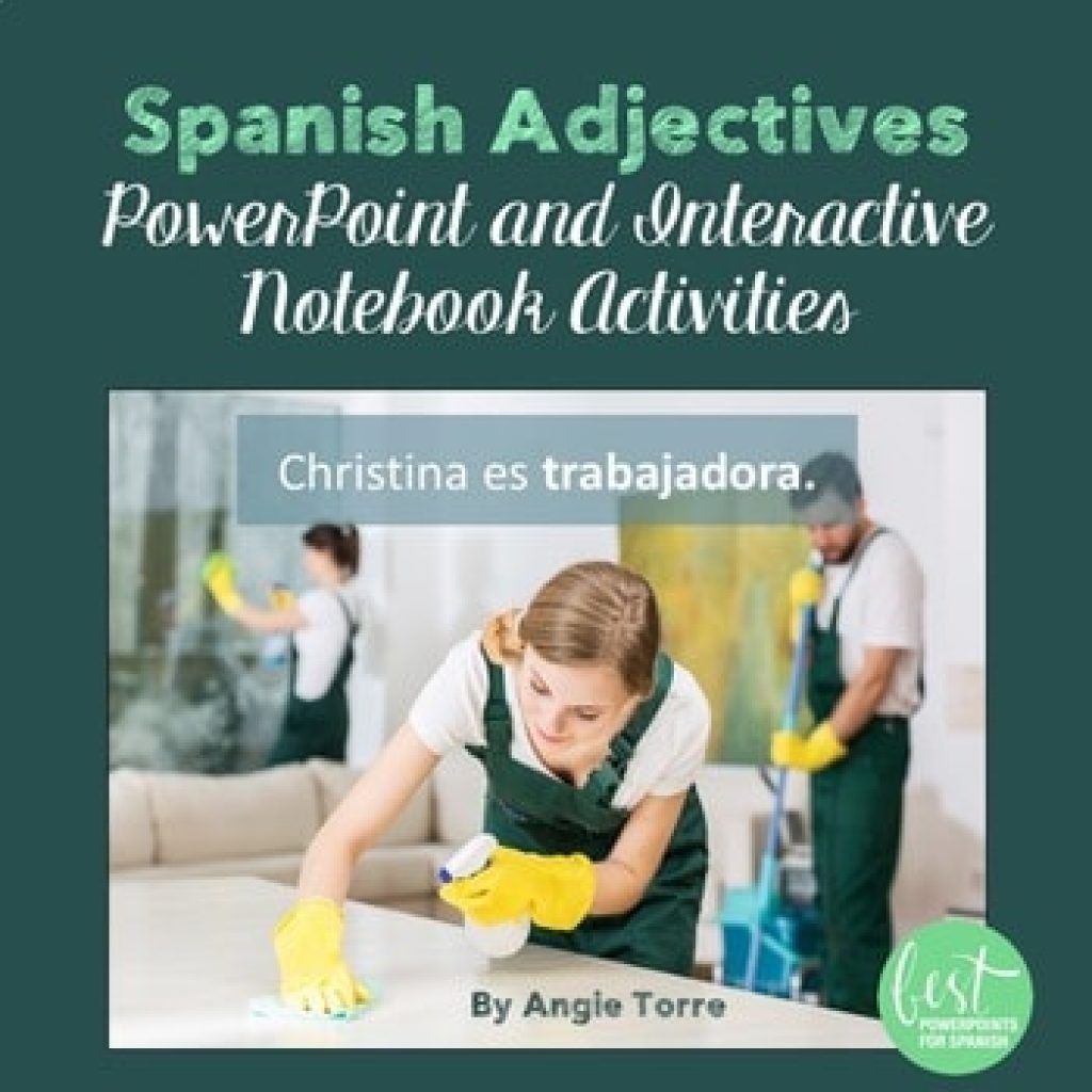 Spanish Adjectives PowerPoint and Interactive Notebook Activities