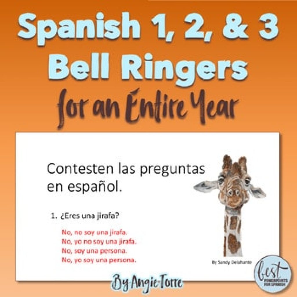 Spanish One, Two, and Three Bell Ringers for an Entire Year
