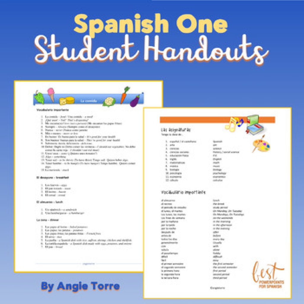 Spanish One Student Handouts or Cheat-Sheets for an Entire Year