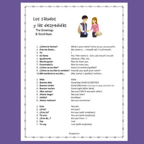 Spanish One Student Handouts or Cheat-Sheets for an Entire Year