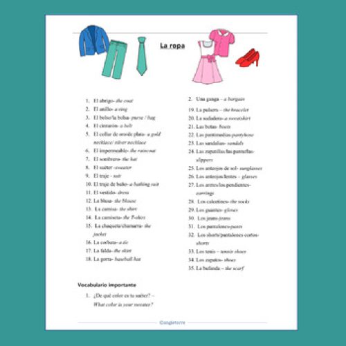 Spanish One Student Handouts or Cheat-Sheets for an Entire Year