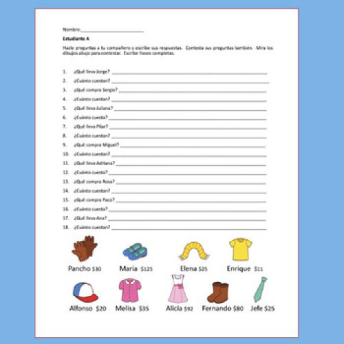 Spanish One Speaking and Listening Paired and Group Activities for One Year