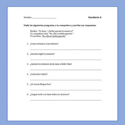 Spanish Questions Las preguntas Paired and Group Speaking Activities