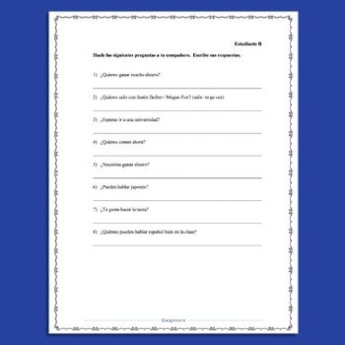 Spanish Speaking Paired Activity for Dos Verbos - Using Two Verbs in a ...