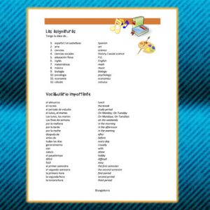 Spanish Time La hora and Classes Speaking Paired Activity