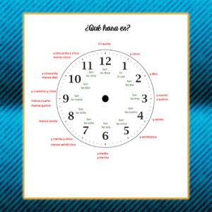 Spanish Time La hora and Classes Speaking Paired Activity