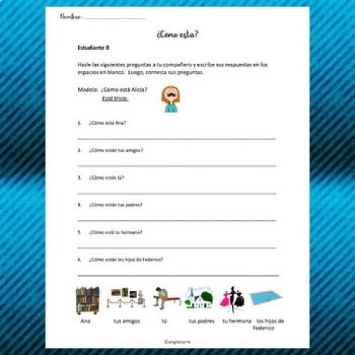 Spanish Estar, Emotions, and Places Speaking Paired Activity