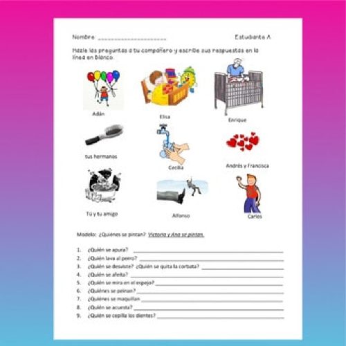 Spanish Reflexive Verbs Speaking Paired Activities - Best PowerPoints