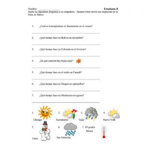 Spanish Weather El tiempo Paired Speaking Activities - Best PowerPoints