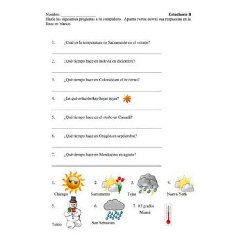 Spanish Weather El tiempo Paired Speaking Activities - Best PowerPoints