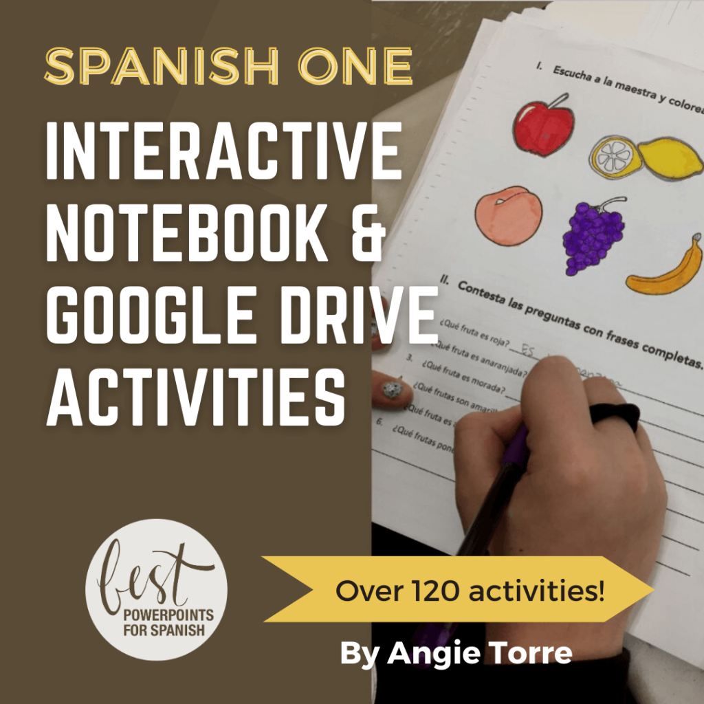 Spanish One Interactive Notebook Activities and Google Drive Activities