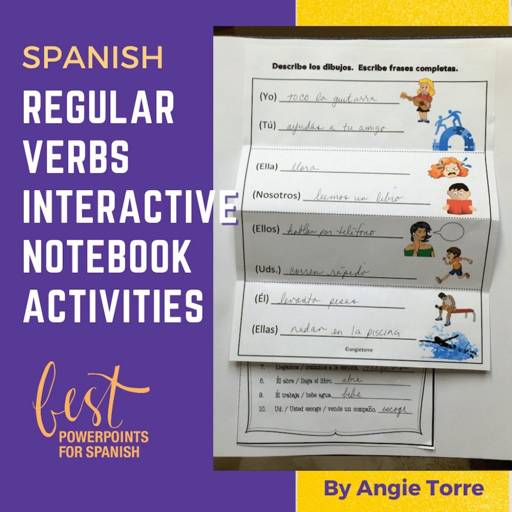 Spanish One Interactive Notebook Activities for Regular Verbs