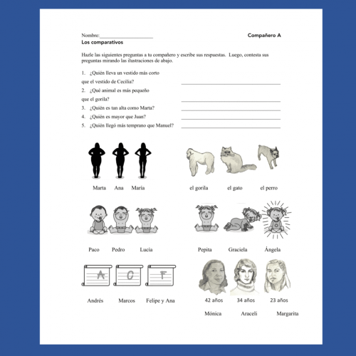 Spanish Comparisons Los comparativos Speaking and Listening Activities