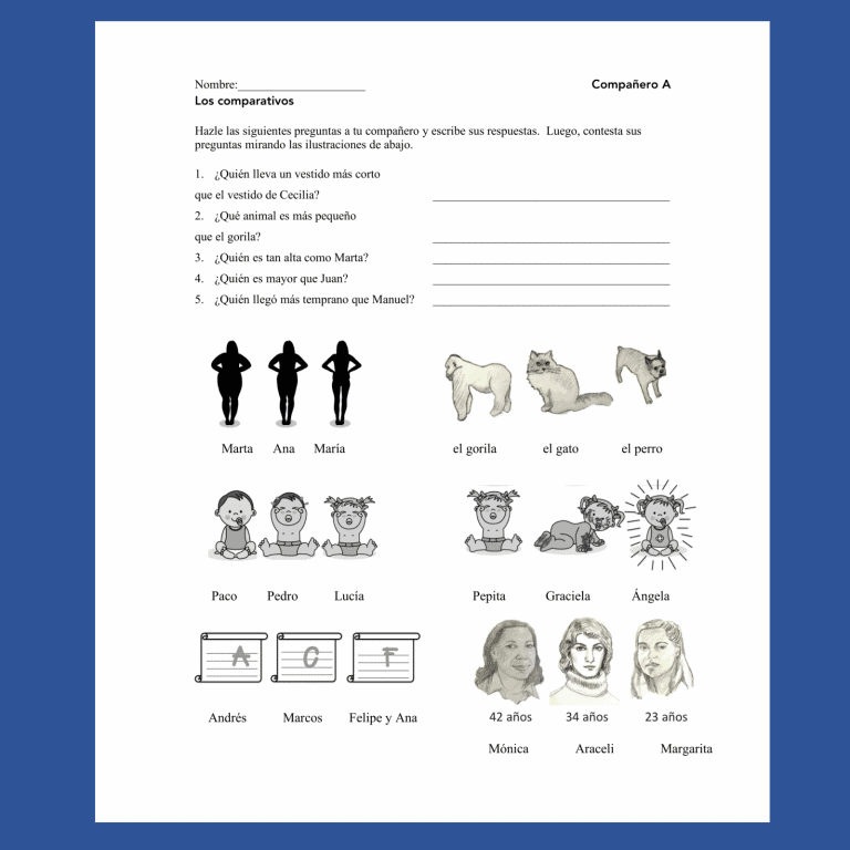 Spanish Comparisons Los comparativos Speaking and Listening Activities