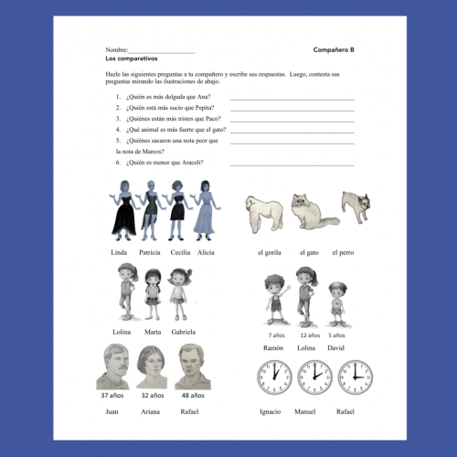Spanish Comparisons Los comparativos Speaking and Listening Activities