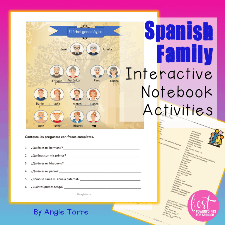 Spanish Family La familia Interactive Notebook Activity