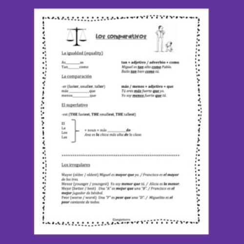 Spanish One, Two, and Three Student Handouts / Cheat-Sheets for an ...