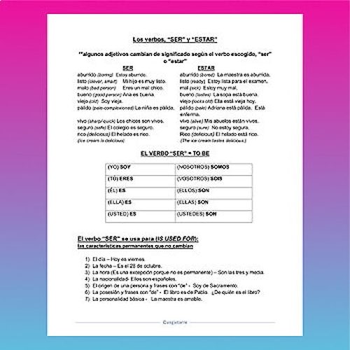 Spanish Ser Estar Paired Speaking Activities and Student Handouts ...