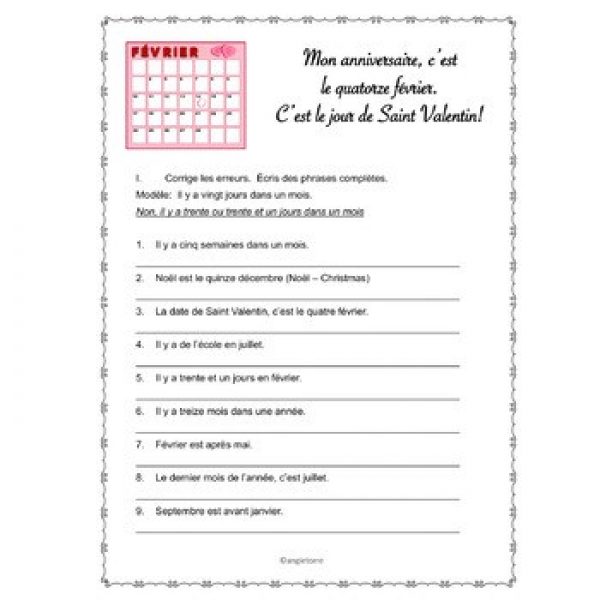French Days and Months Interactive Notebook Activities