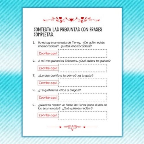 Spanish Google Drive Activities: Valentine's Day Vocabulary San Valentín