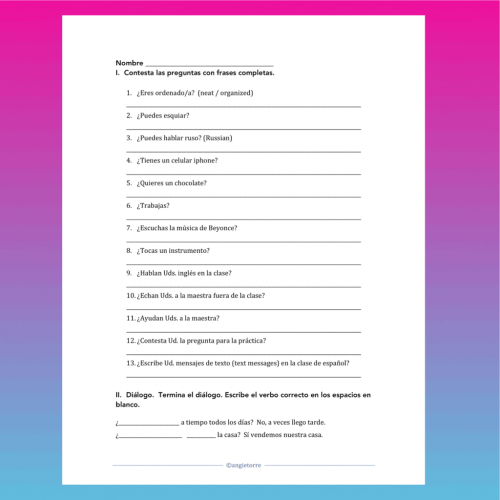 Spanish Tú, usted, ustedes Interactive Notebook Activities - Best ...