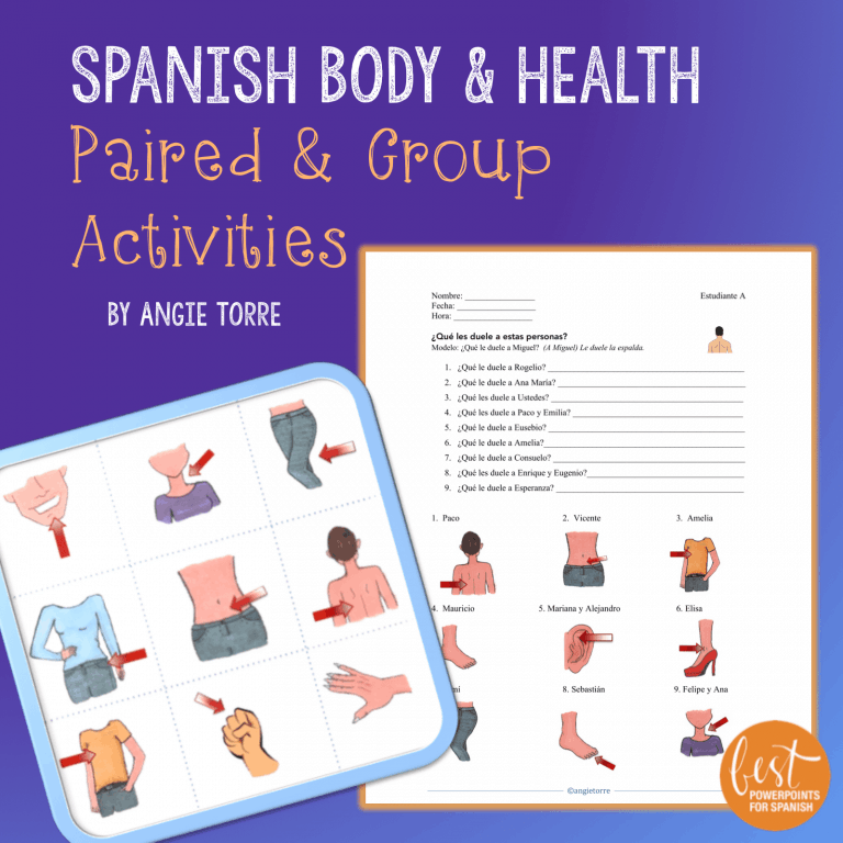 Spanish Body and Health El cuerpo y la salud Paired and Group Activities
