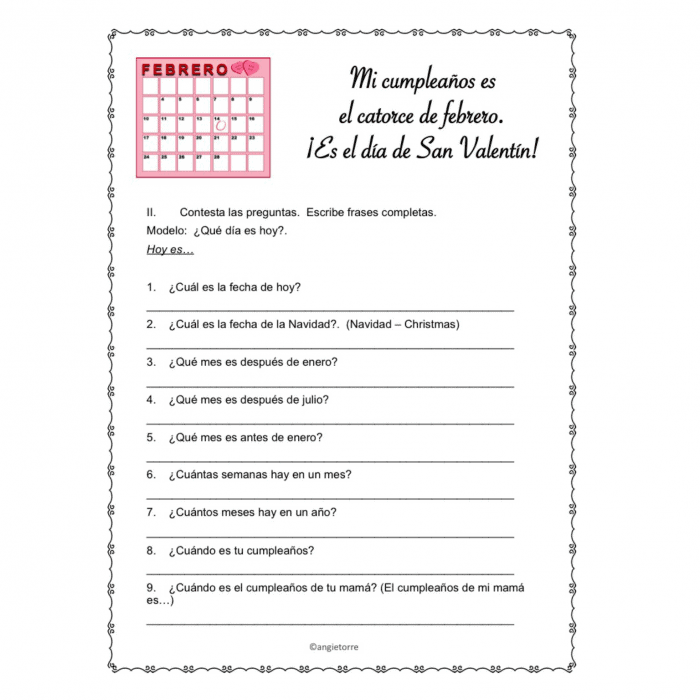 Spanish Days and Months Interactive Notebook Activities - Best ...