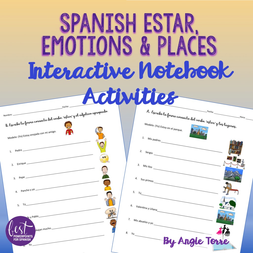 Spanish Interactive Notebook Activities: Estar Emotions & Places - Best ...
