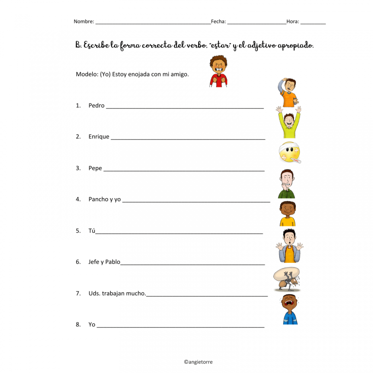 Spanish Interactive Notebook Activities: Estar Emotions & Places - Best ...