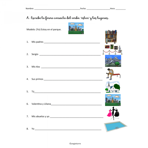 Spanish Interactive Notebook Activities: Estar Emotions & Places - Best ...