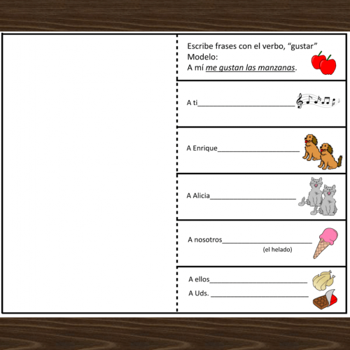 Spanish Gustar Interactive Notebook Activities