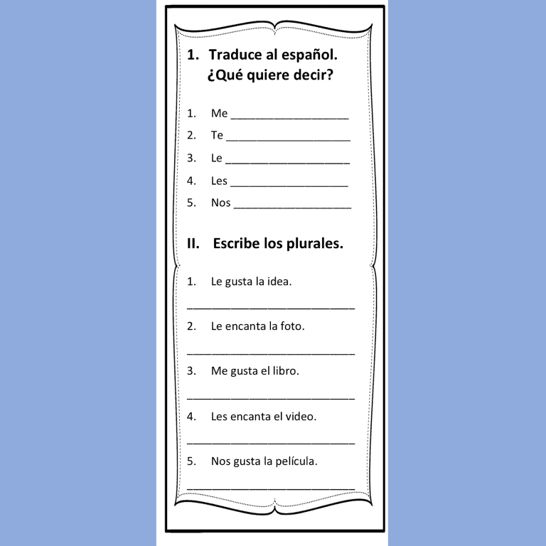 Spanish Gustar Interactive Notebook Activities