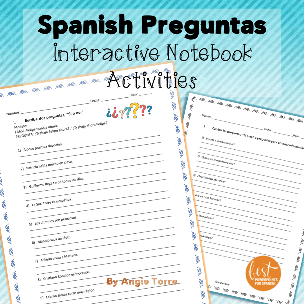 Spanish Questions Interactive Notebook Activities