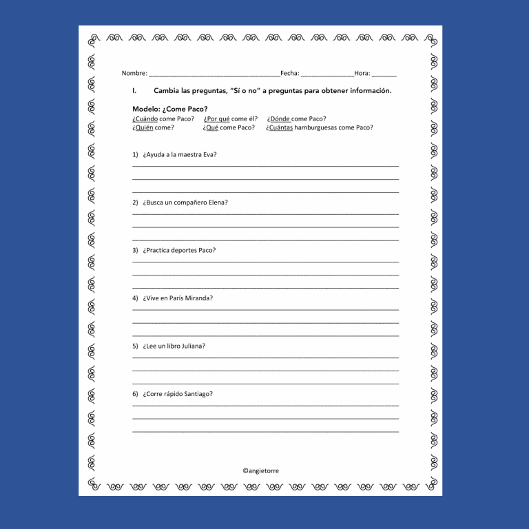 Spanish Questions Interactive Notebook Activities