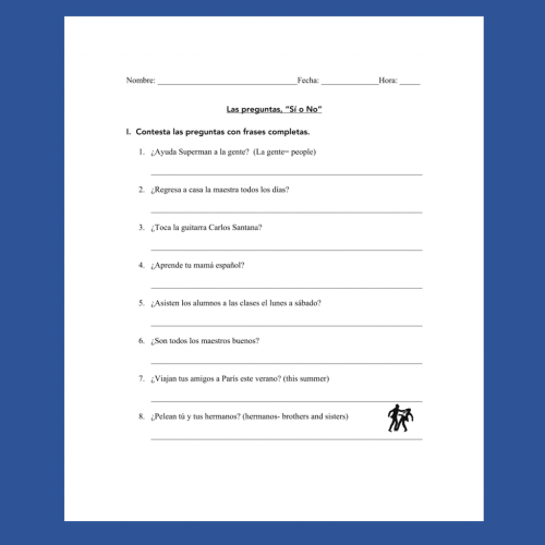 Spanish Questions Interactive Notebook Activities