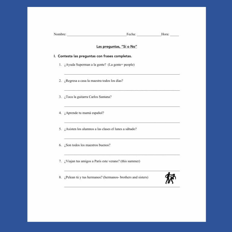 Spanish Questions Interactive Notebook Activities