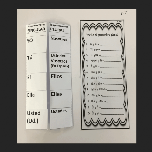 Spanish Subject Pronouns Foldable and Interactive Notebook Activity
