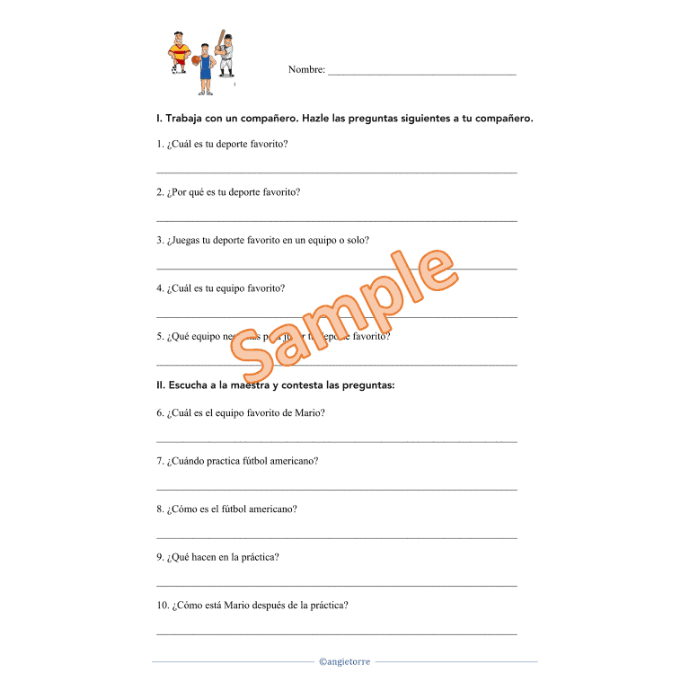 Spanish Sports Los deportes Paired and Listening Activities - Best ...