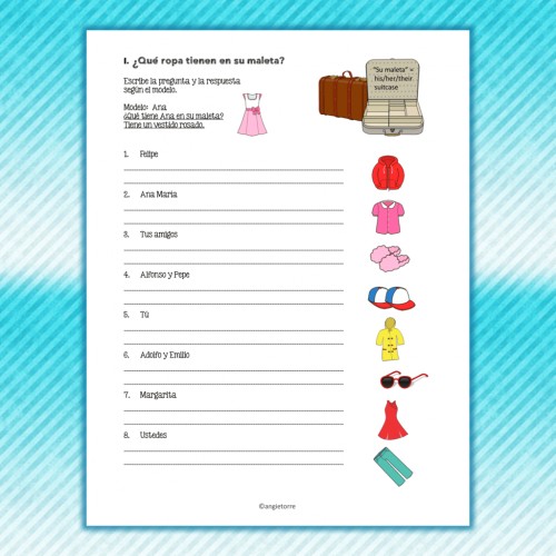 Spanish Tener Interactive Notebook Activities and Student Handout