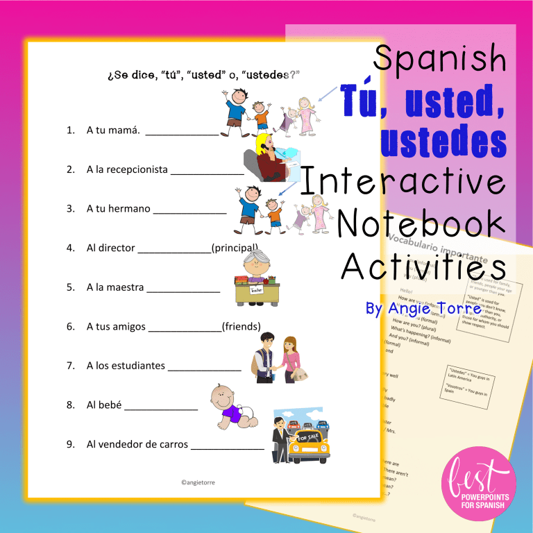 Spanish Tú, usted, ustedes Interactive Notebook Activities - Best ...