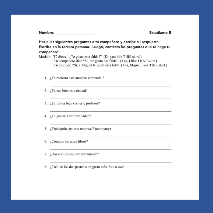 Spanish Demonstrative Adjectives Los demostrativos Speaking Activities