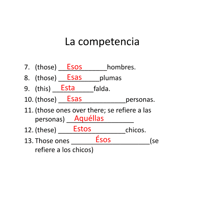 Spanish Demonstrative Adjectives Los demostrativos Speaking Activities