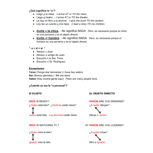 Spanish Personal A Group Speaking Activity