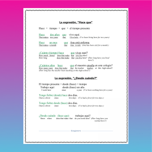 Spanish Hace Que Expressions Paired Speaking Activity